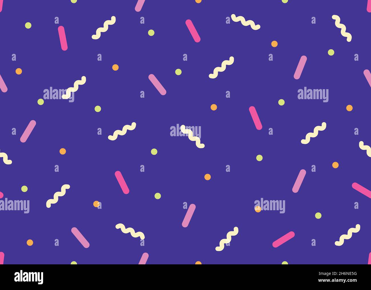 Colorful wavy and round confetti on purple backdrop Stock Vector Image ...
