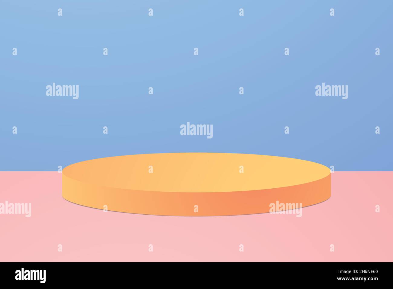 Bright yellow oval podium on pink and blue pastel background Stock ...