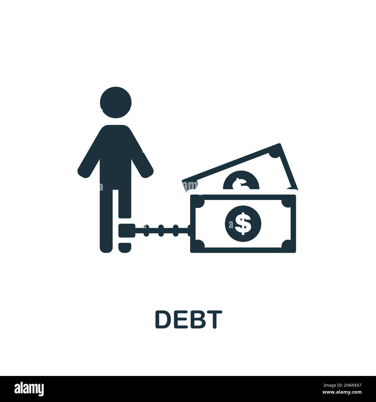 Debt icon. Monochrome sign from crisis collection. Creative Debt icon ...