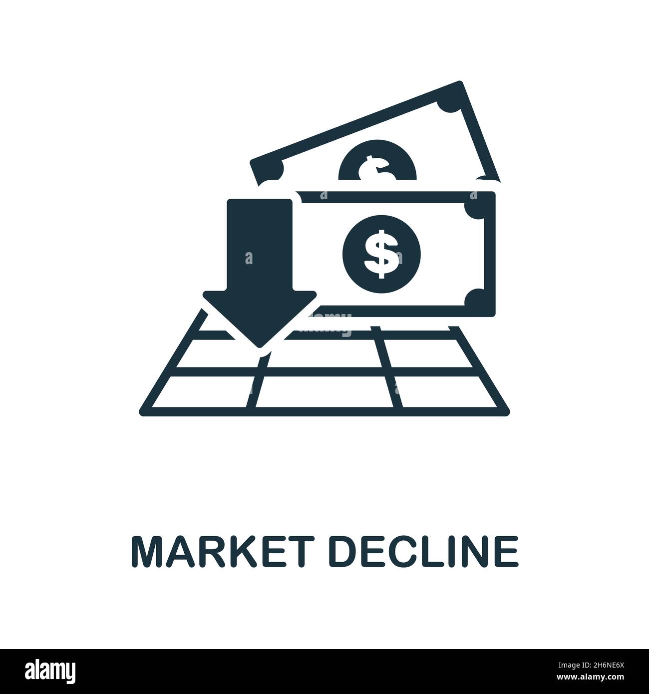 Market Decline icon. Monochrome sign from crisis collection. Creative ...