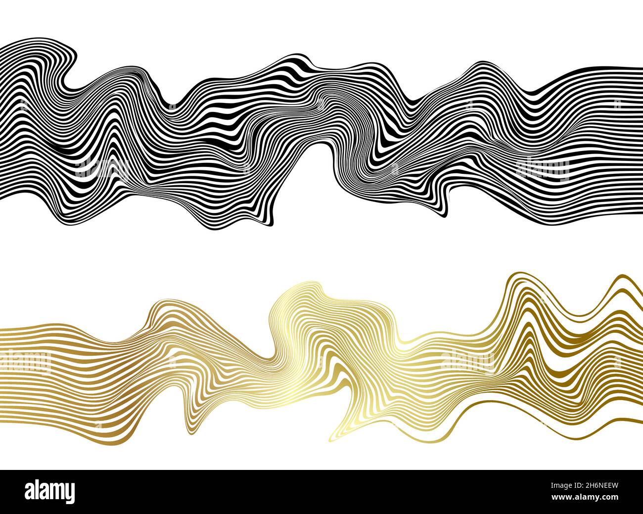 Distorted Wave Monochrome Texture Abstract Dynamical Rippled Surface Vector Stripe Deformation