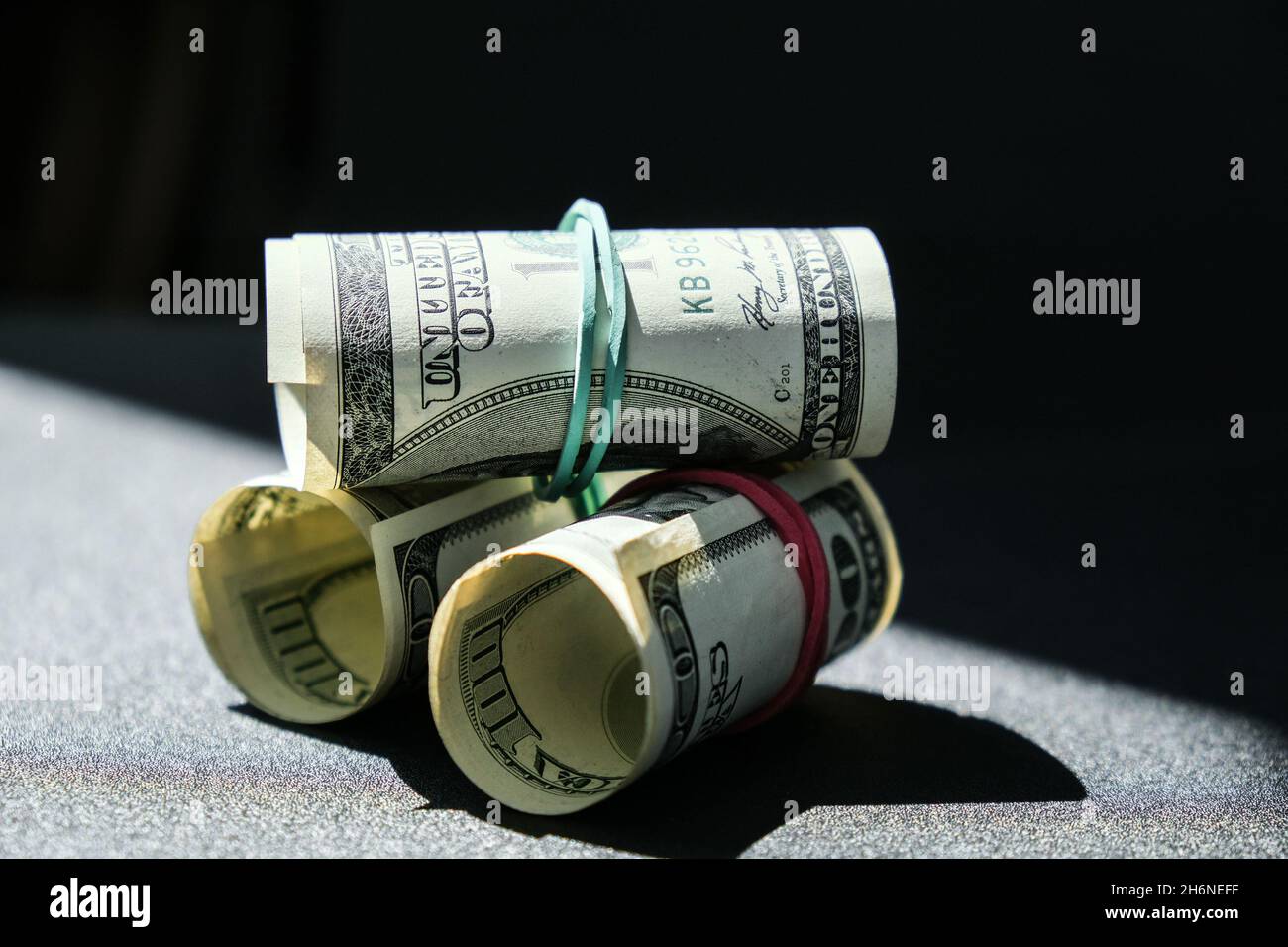 US dollars bundle close up isolated on dollar background. Paper ...