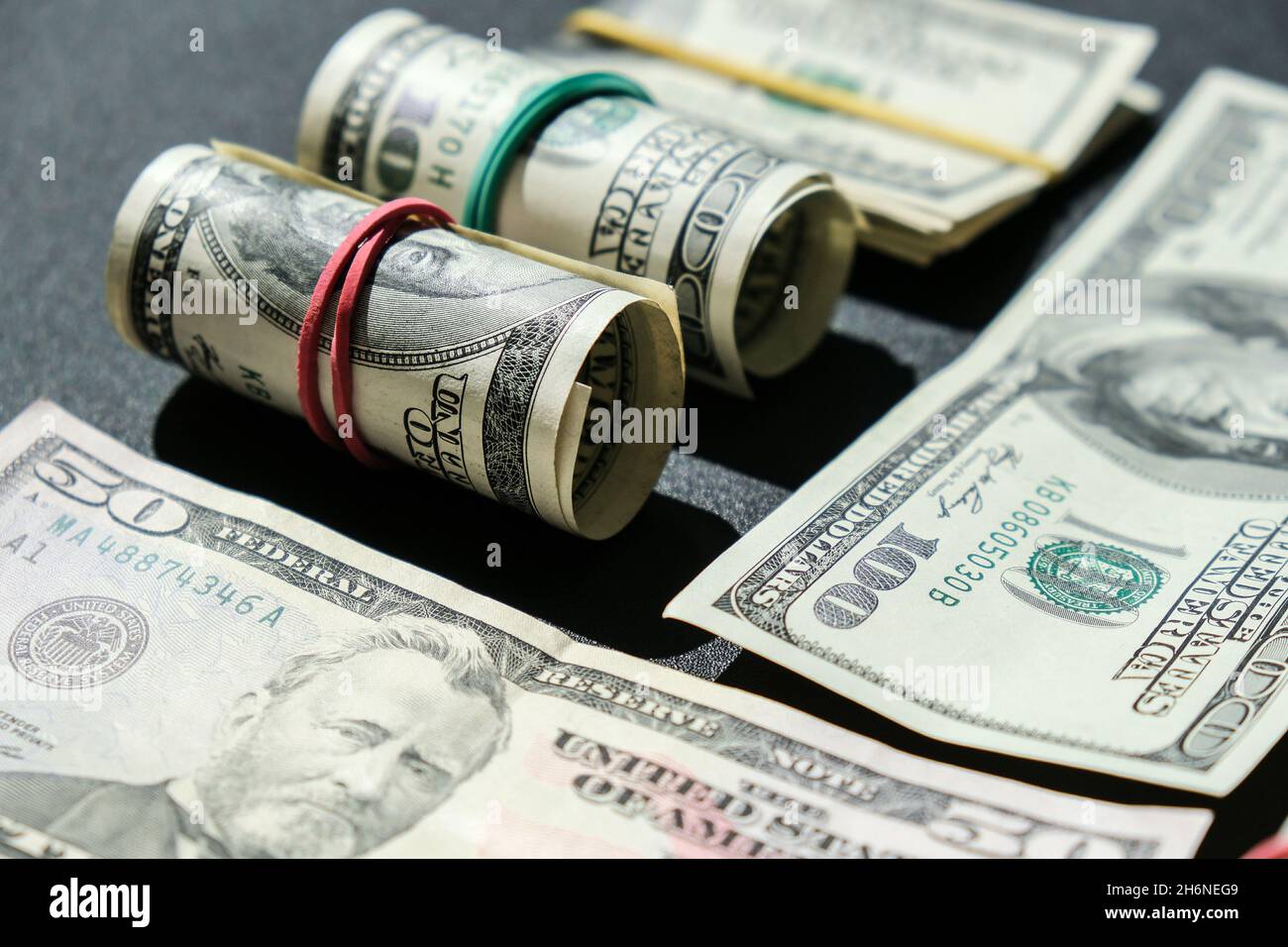 US dollars bundle close up isolated on dollar background. Paper ...