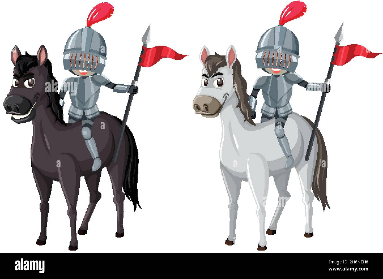 Medieval knights on horseback illustration Stock Vector Image & Art - Alamy