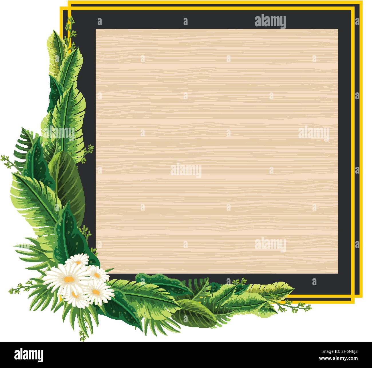 Square frame with tropical green leaves illustration Stock Vector Image ...