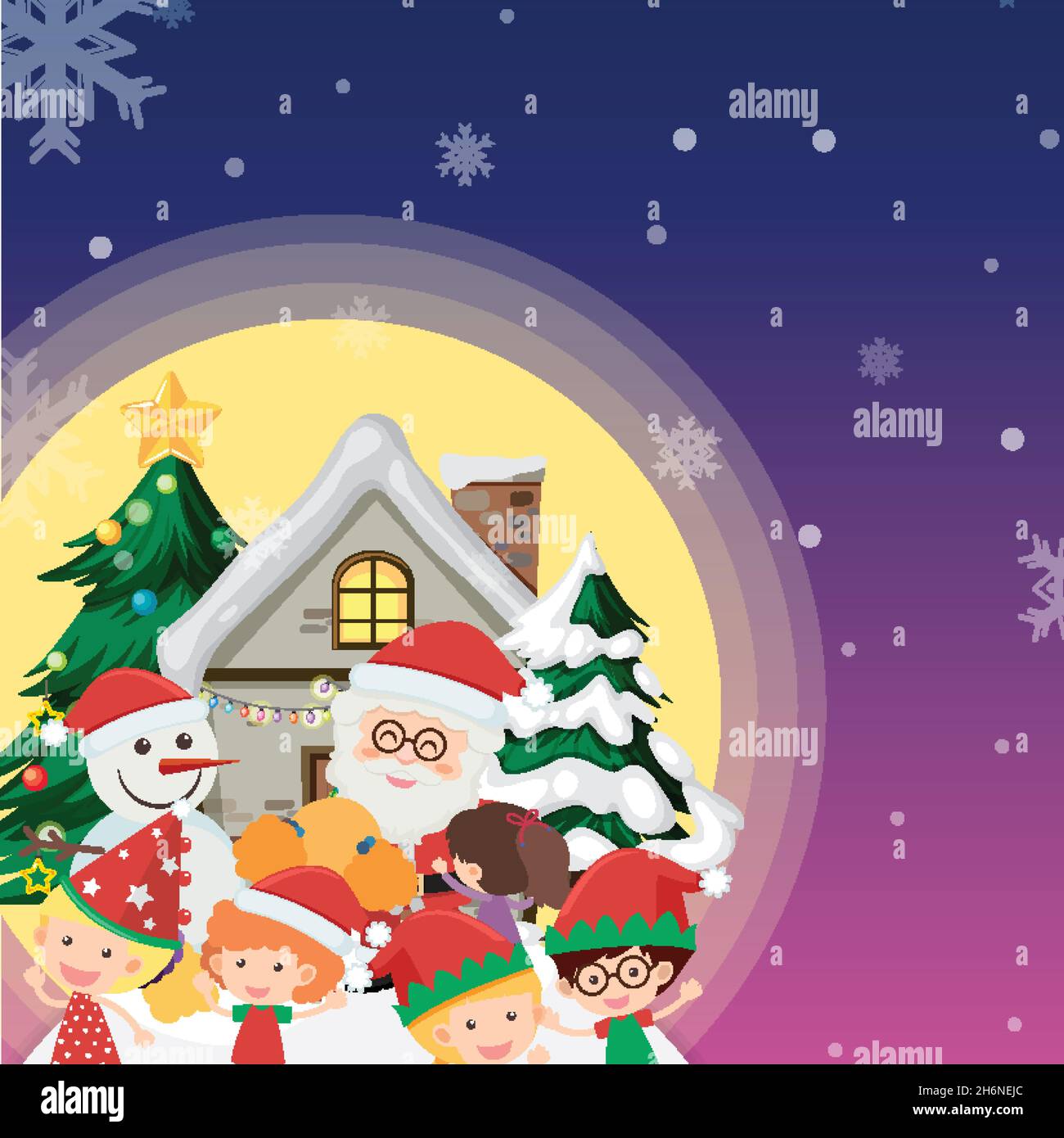 Christmas banner with Santa and children illustration Stock Vector ...
