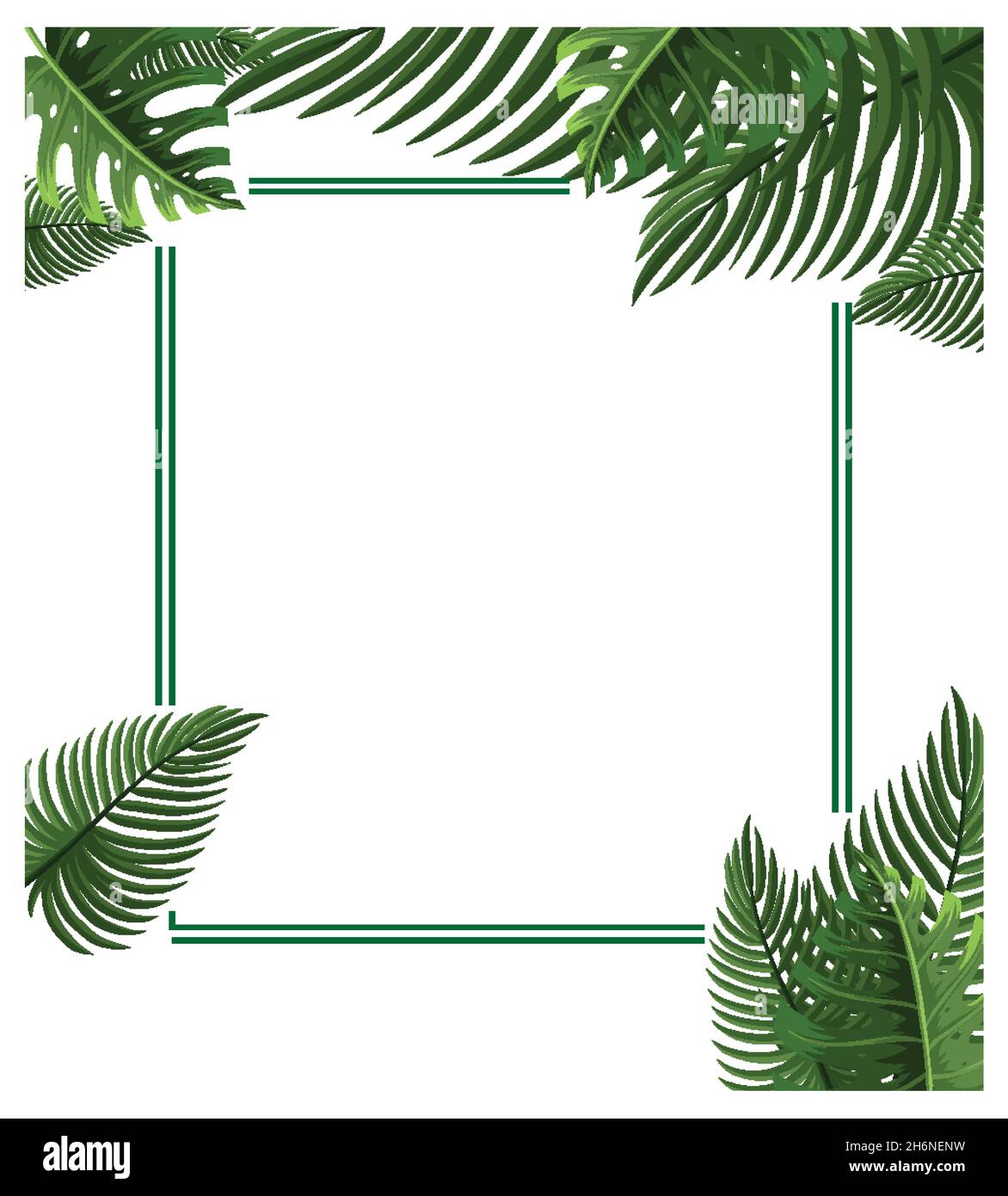 Square frame with tropical green leaves illustration Stock Vector Image ...