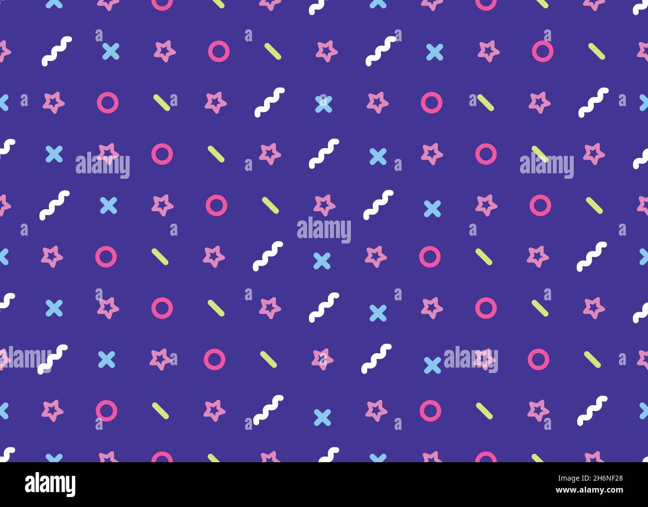 Geometric background with different symbols on purple backdrop Stock ...