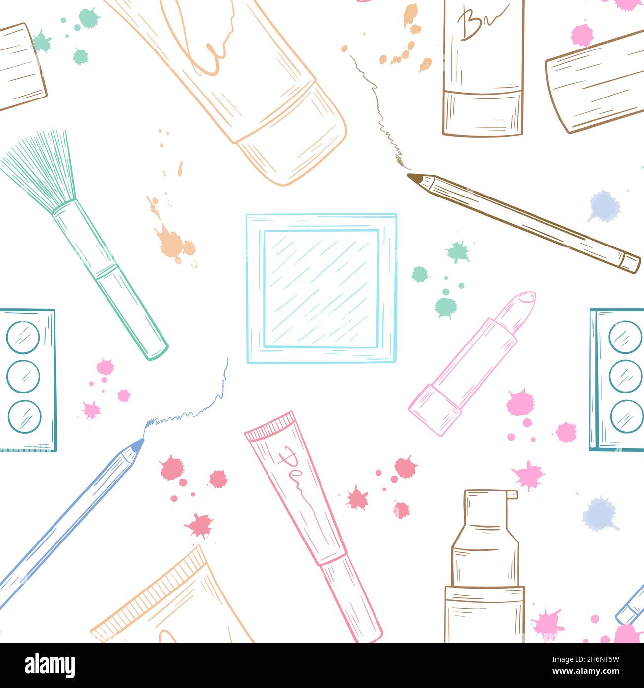 Cosmetics seamless pattern. Background with items of female decorative ...