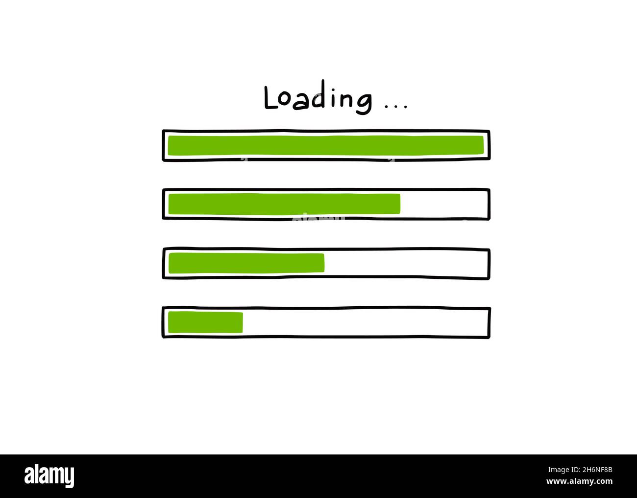 Loading bar doodle element set. Hand drawn line sketch style. Slow ...