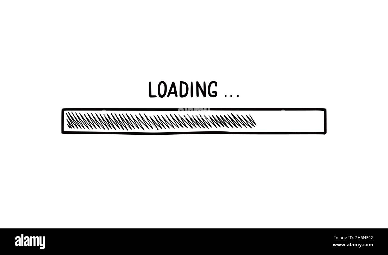 Loading Bar Doodle Element Hand Drawn Line Sketch Style Slow Download