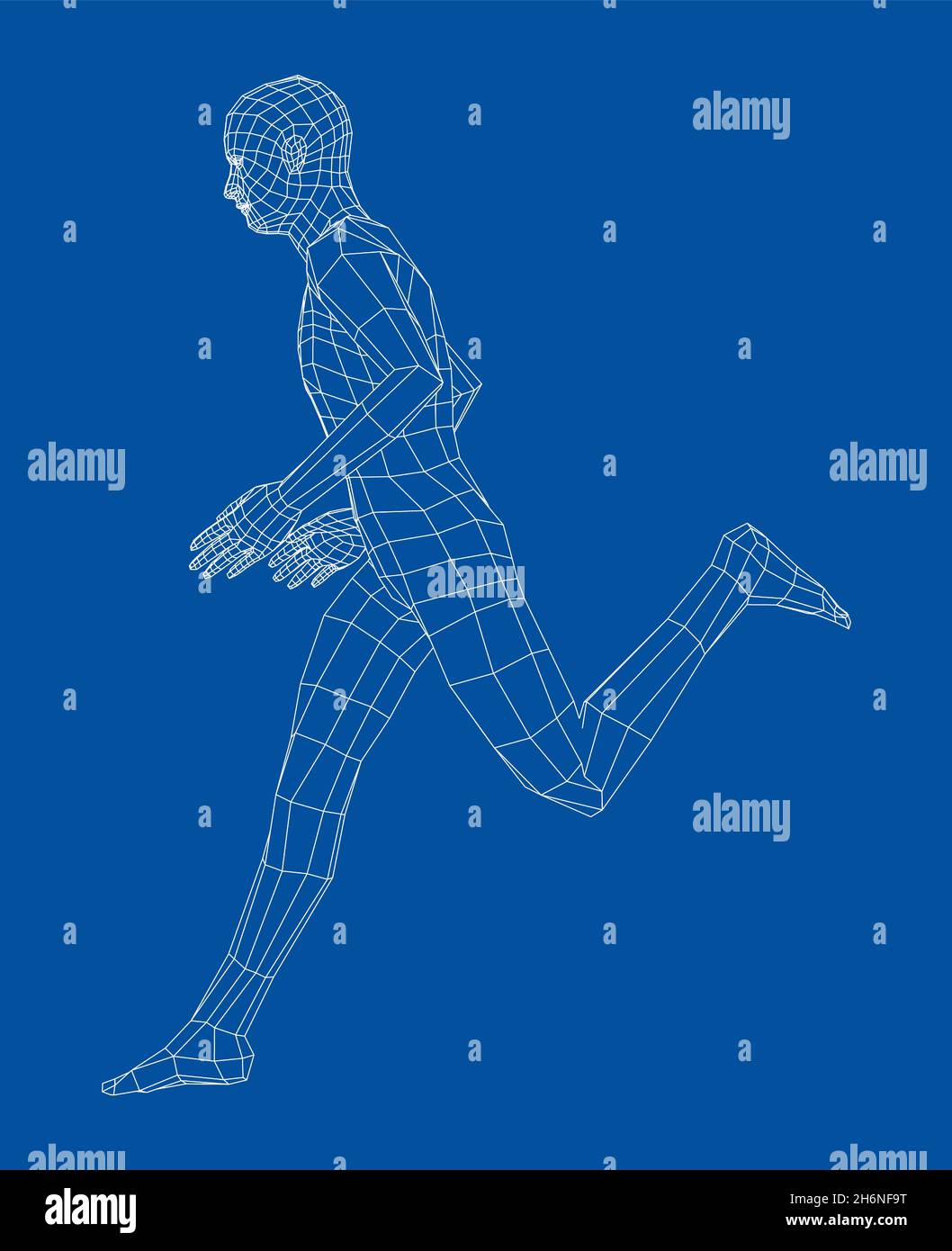 Wireframe running man. 3d illustration Stock Photo - Alamy