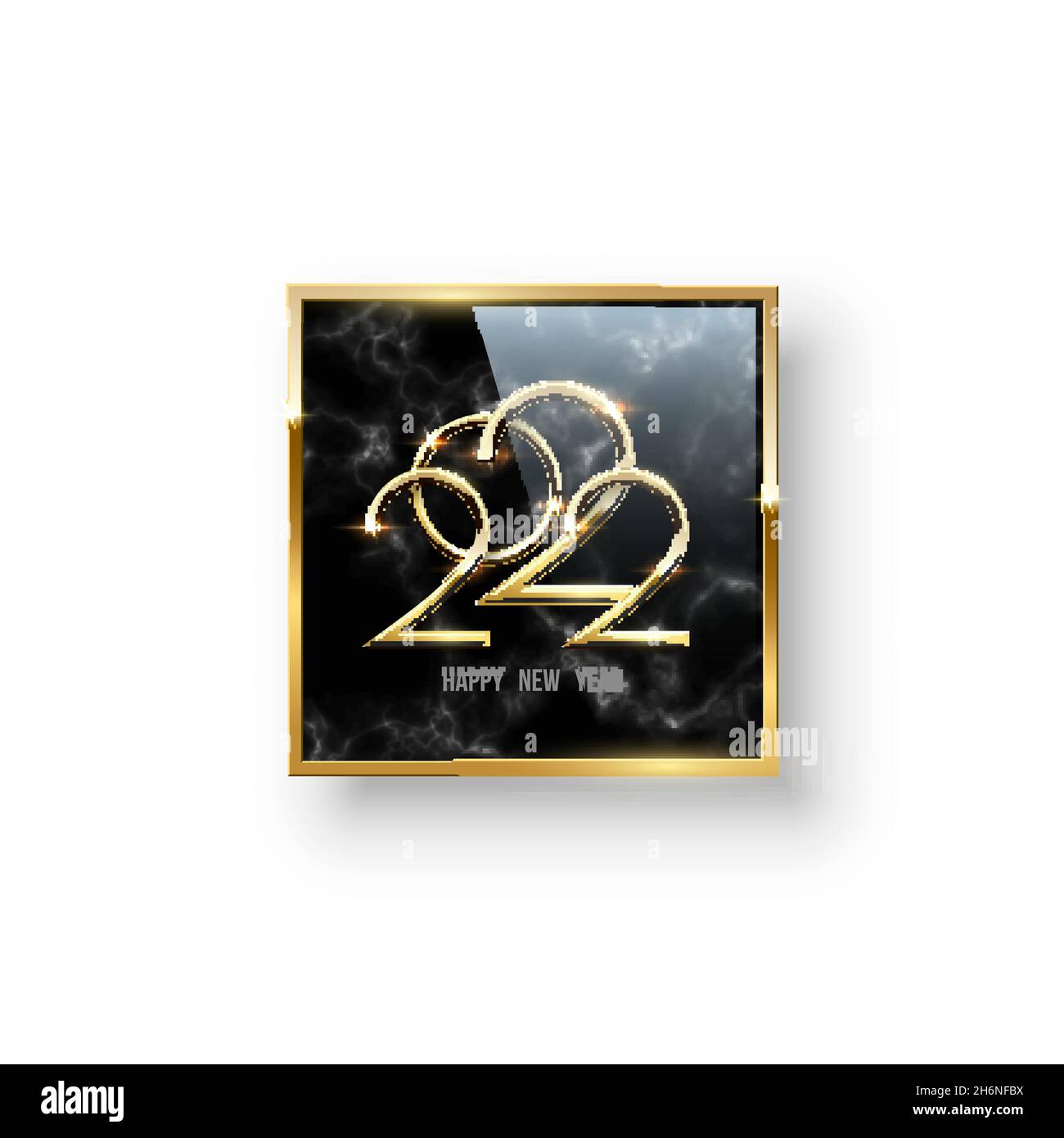 2022, Happy New Year design vector illustration. Realistic 3d badge ...