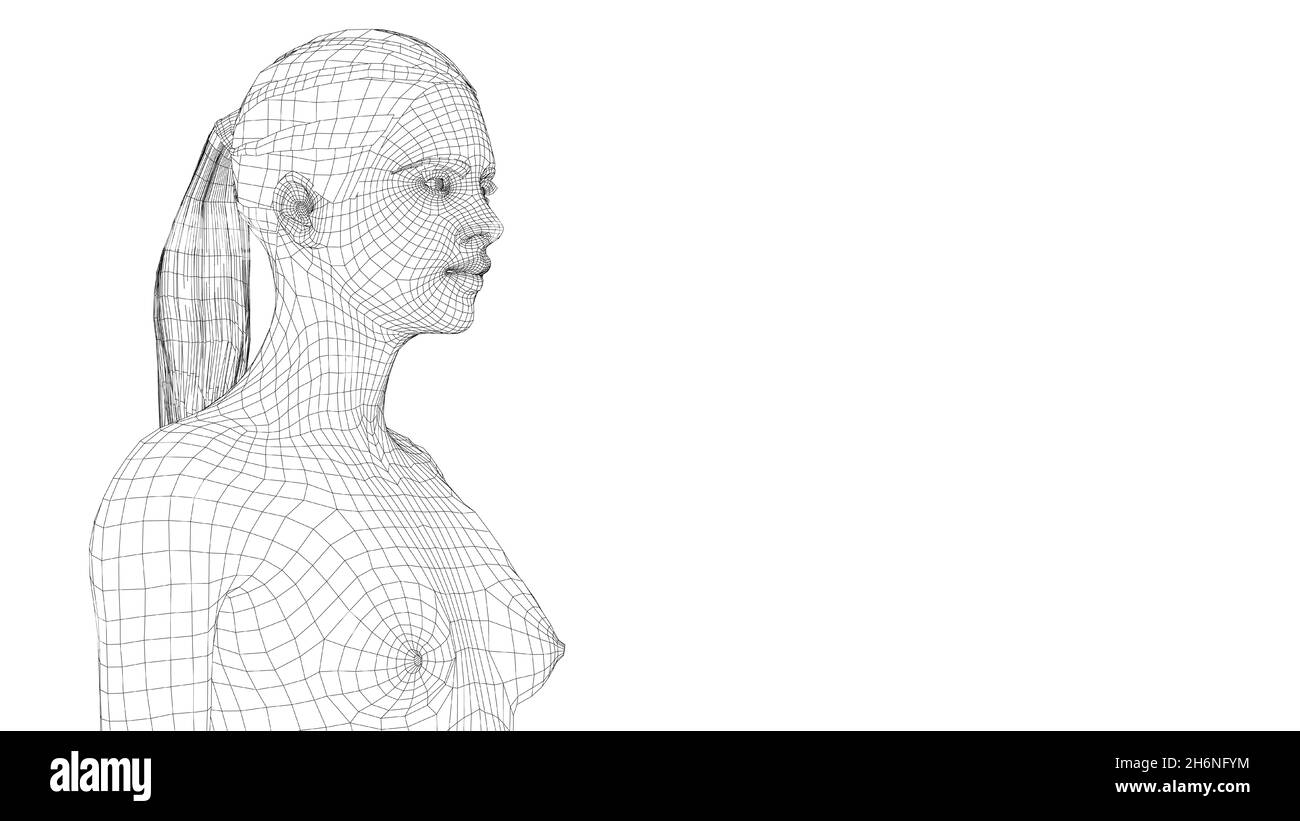 Wireframe portrait of a young beautiful girl Stock Photo - Alamy