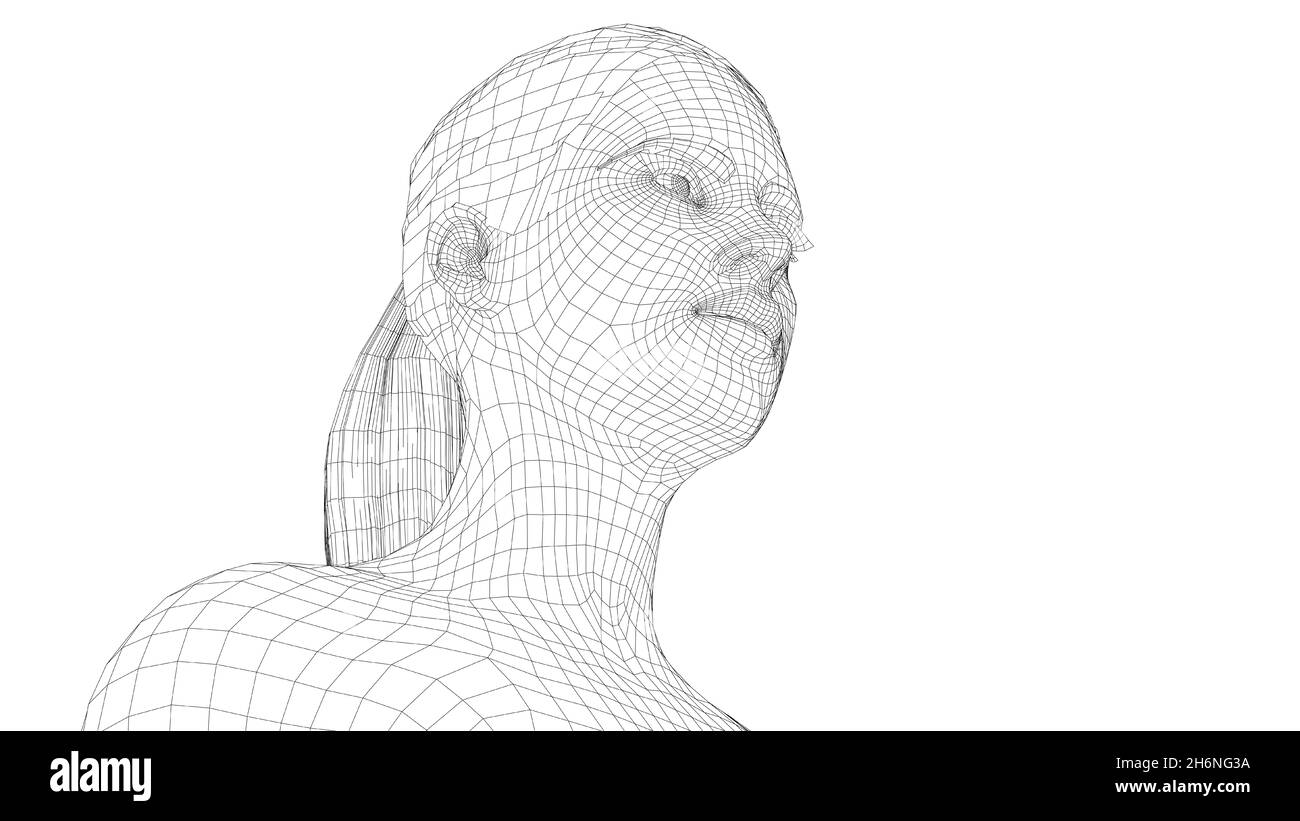 Wireframe portrait of a young beautiful girl Stock Photo - Alamy