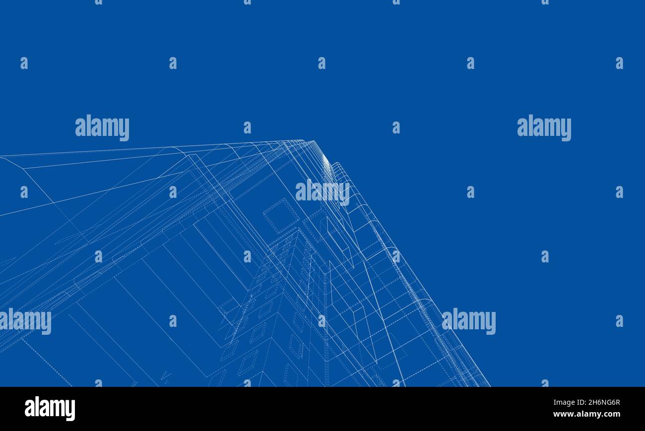 Wire-frame model of a multi-storey building Stock Photo - Alamy