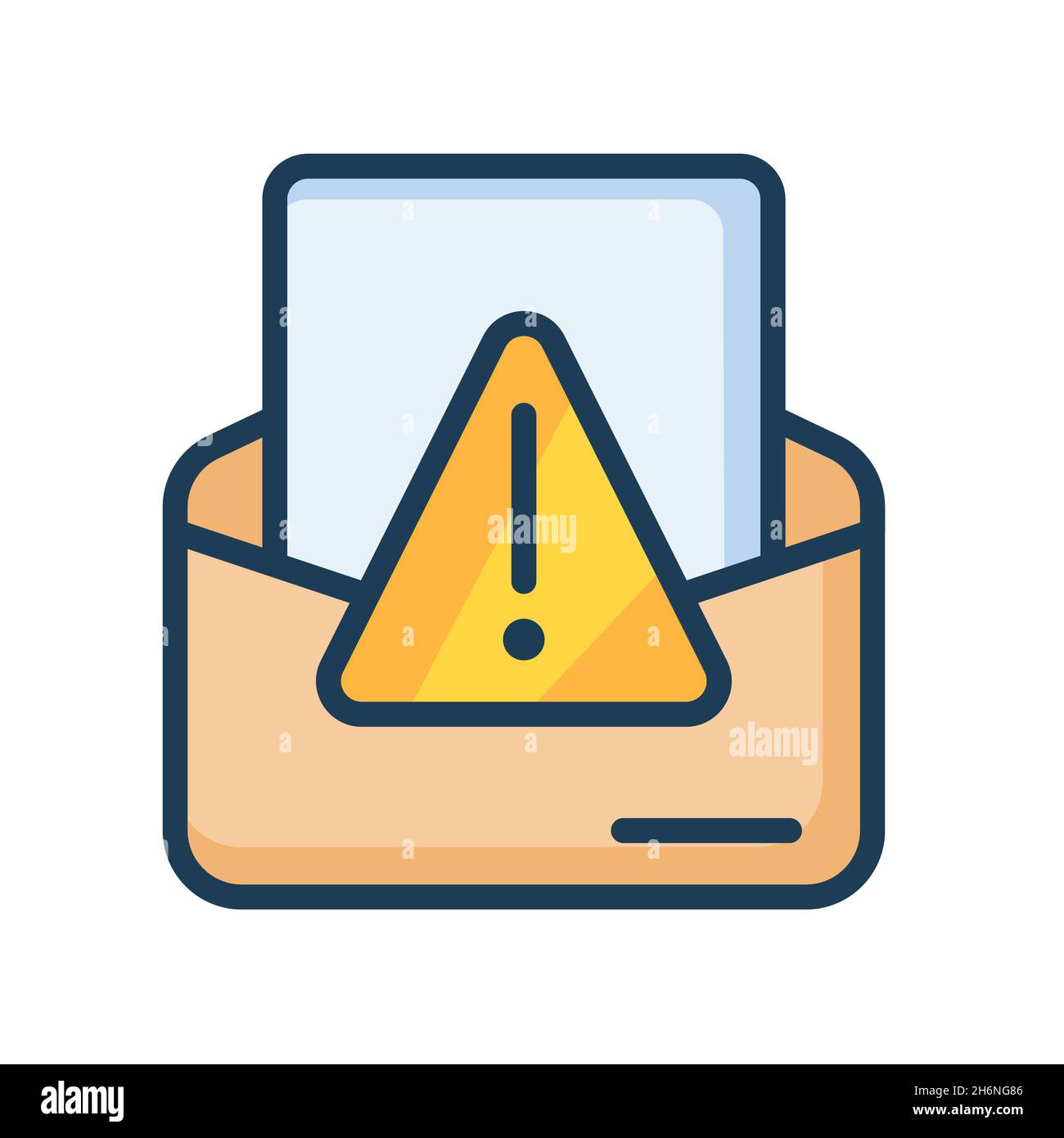 spam alert email warning single isolated icon with filled line style ...