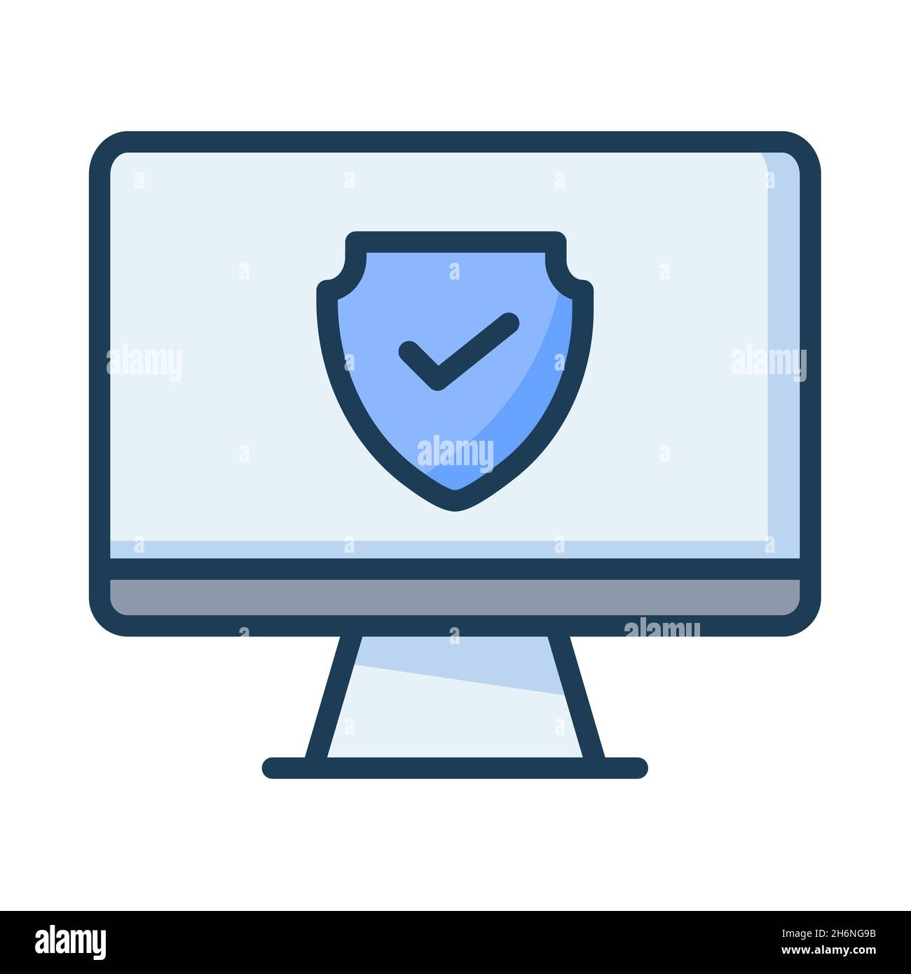 desktop shield safe protected security single isolated icon with filled ...