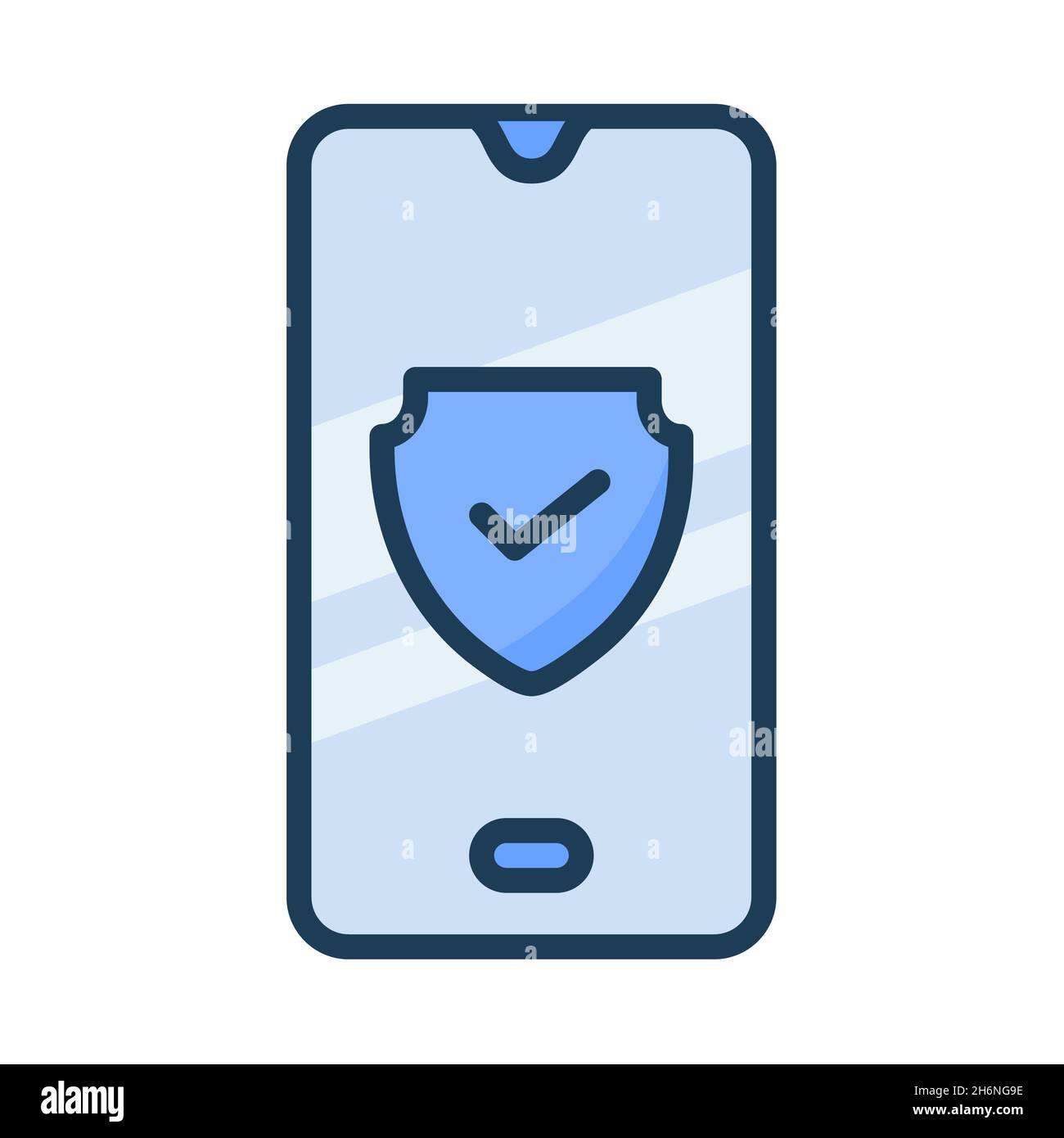 phone shield security protected single isolated icon with filled line ...