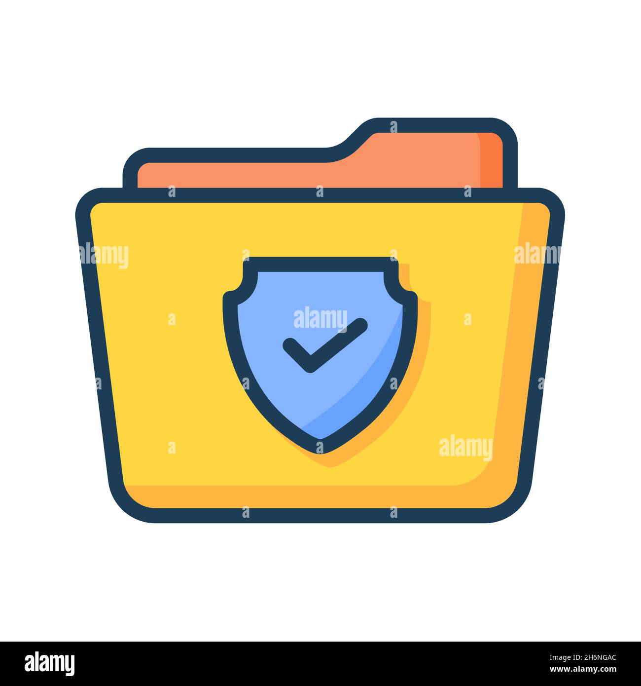 folder secure shield encryption single isolated icon with filled line style vector illustration ...