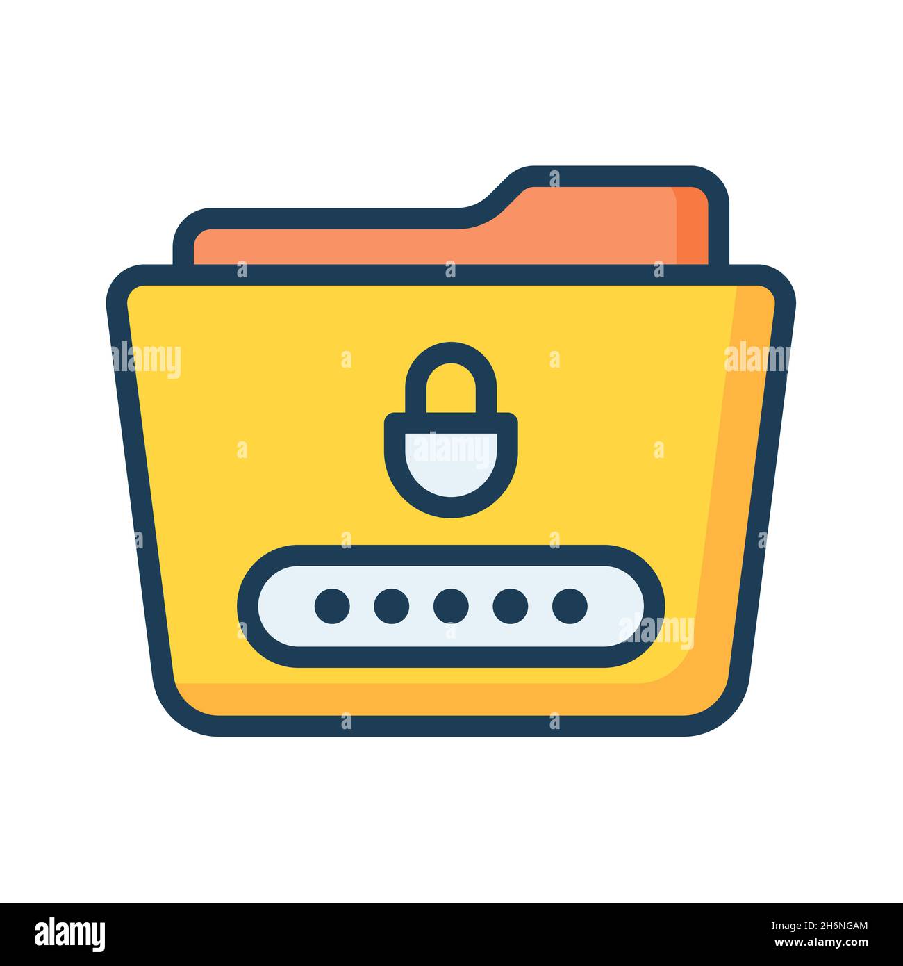 Folder Password Entry Lock Protection Single Isolated Icon With Filled Line Style Vector