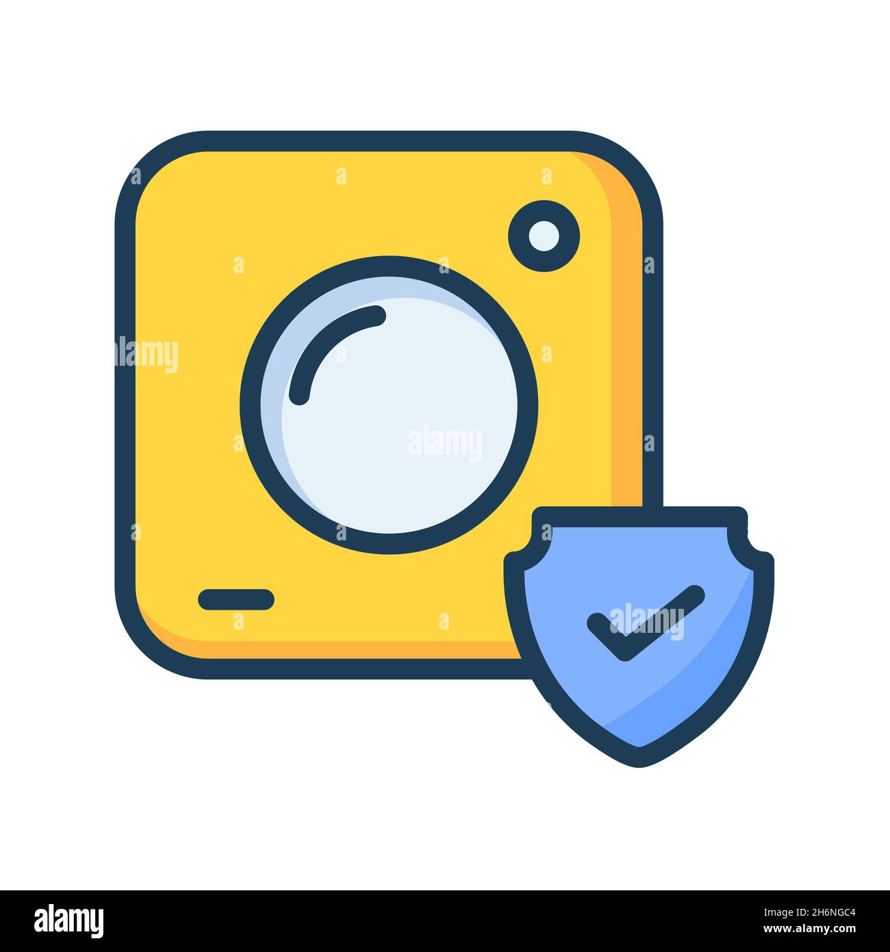 security camera shield video monitored single isolated icon with filled ...