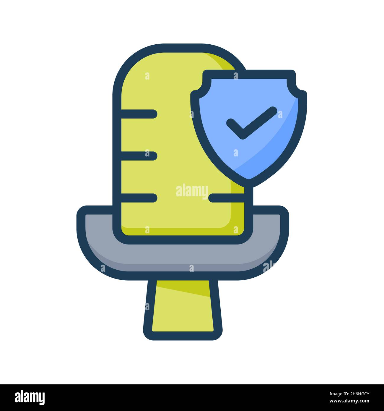 microphone shield secure podcast single isolated icon with filled line style vector illustration ...