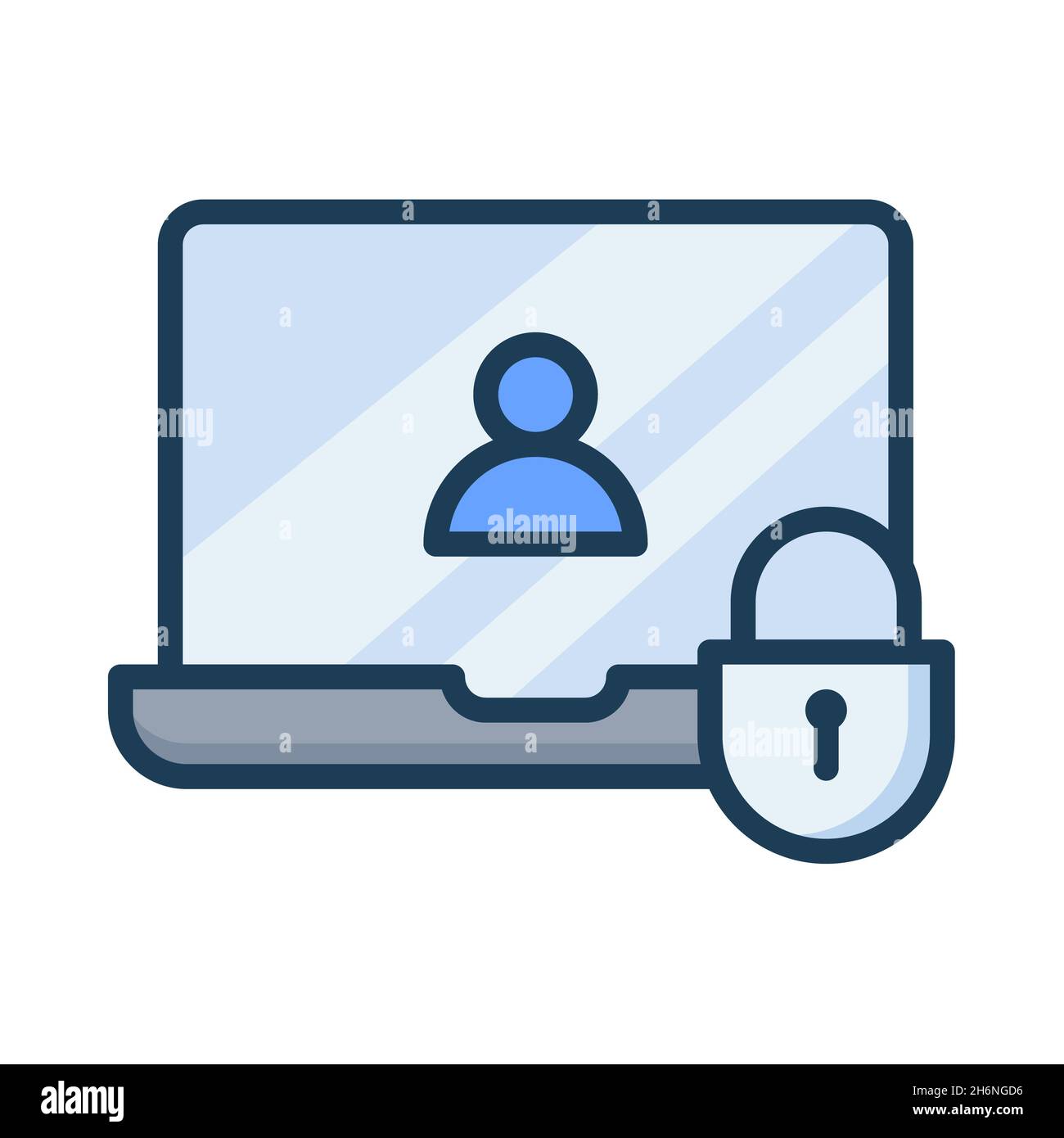 laptop security user data protection single isolated icon with filled ...