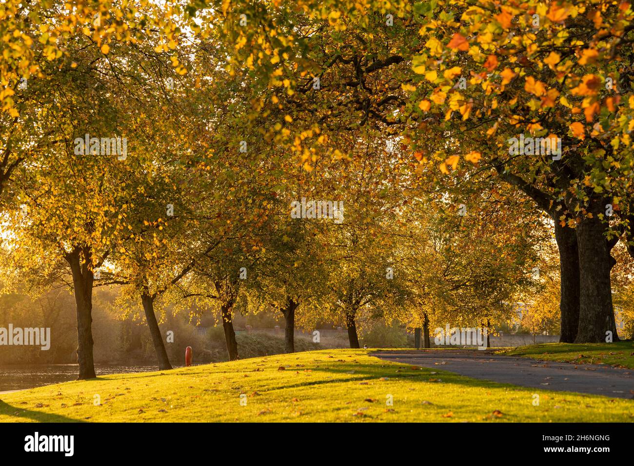 Autumn evening light at Victoria Embankment, Nottingham Nottinghamshire ...