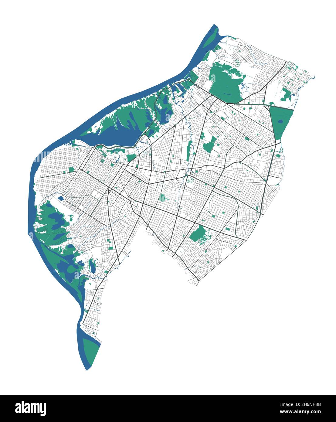 Asuncion vector map. Detailed map of Asuncion city administrative area ...