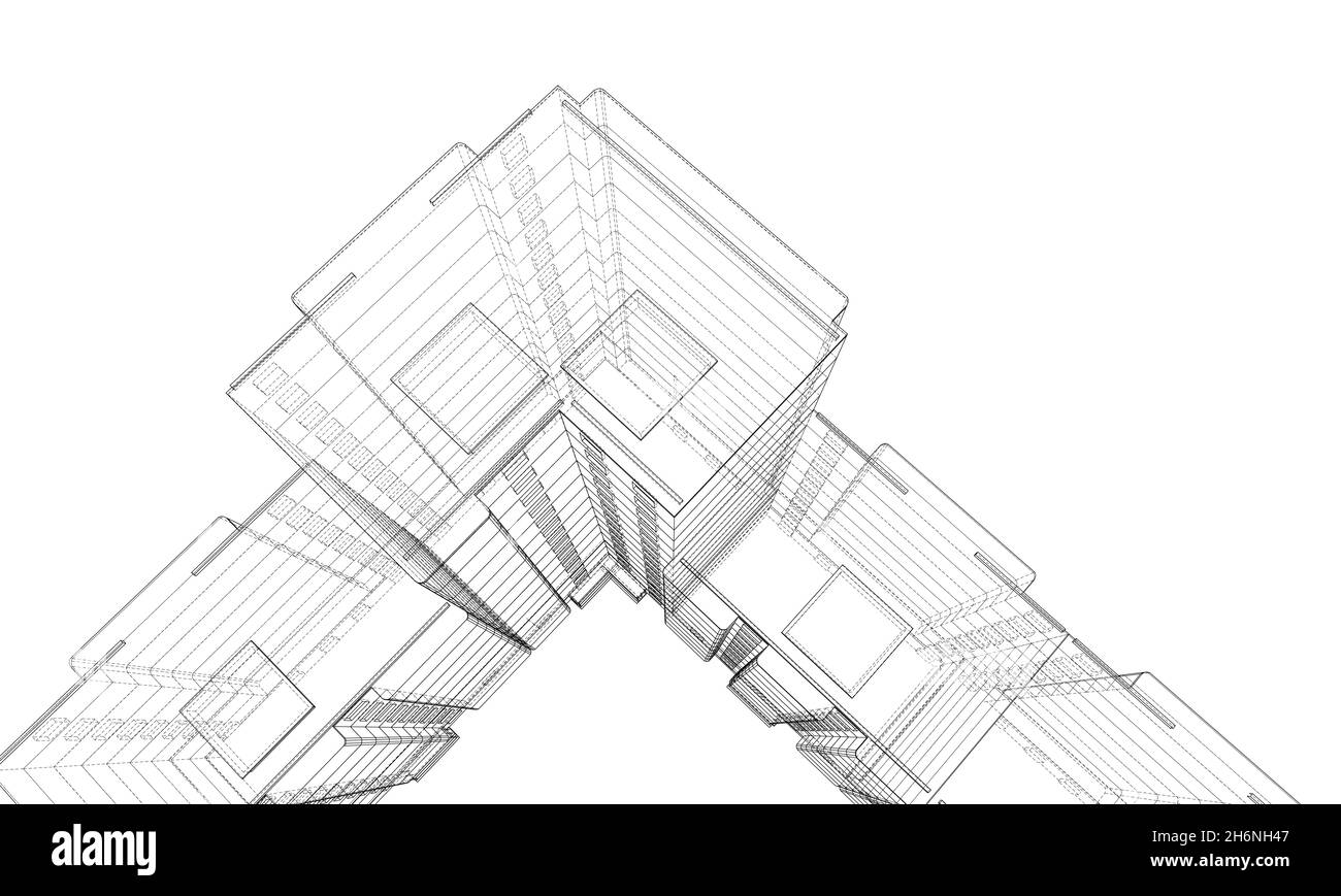 Wire-frame model of a multi-storey building Stock Photo - Alamy
