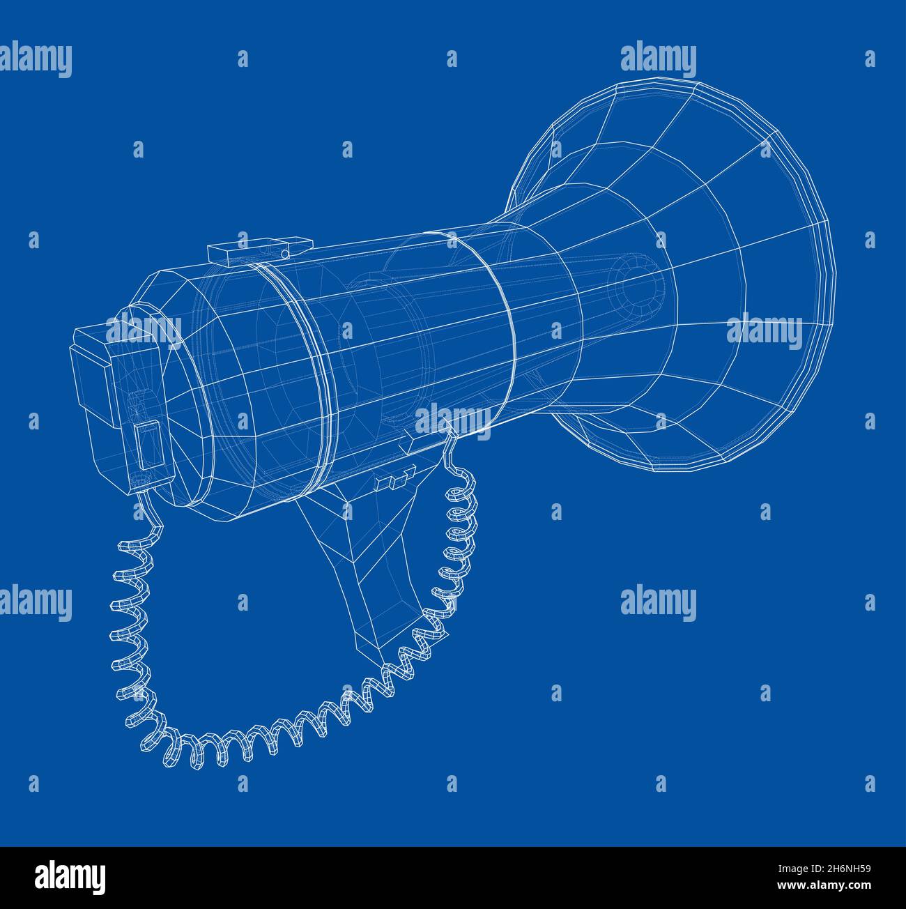 Megaphone concept outline. 3d illustration Stock Photo - Alamy