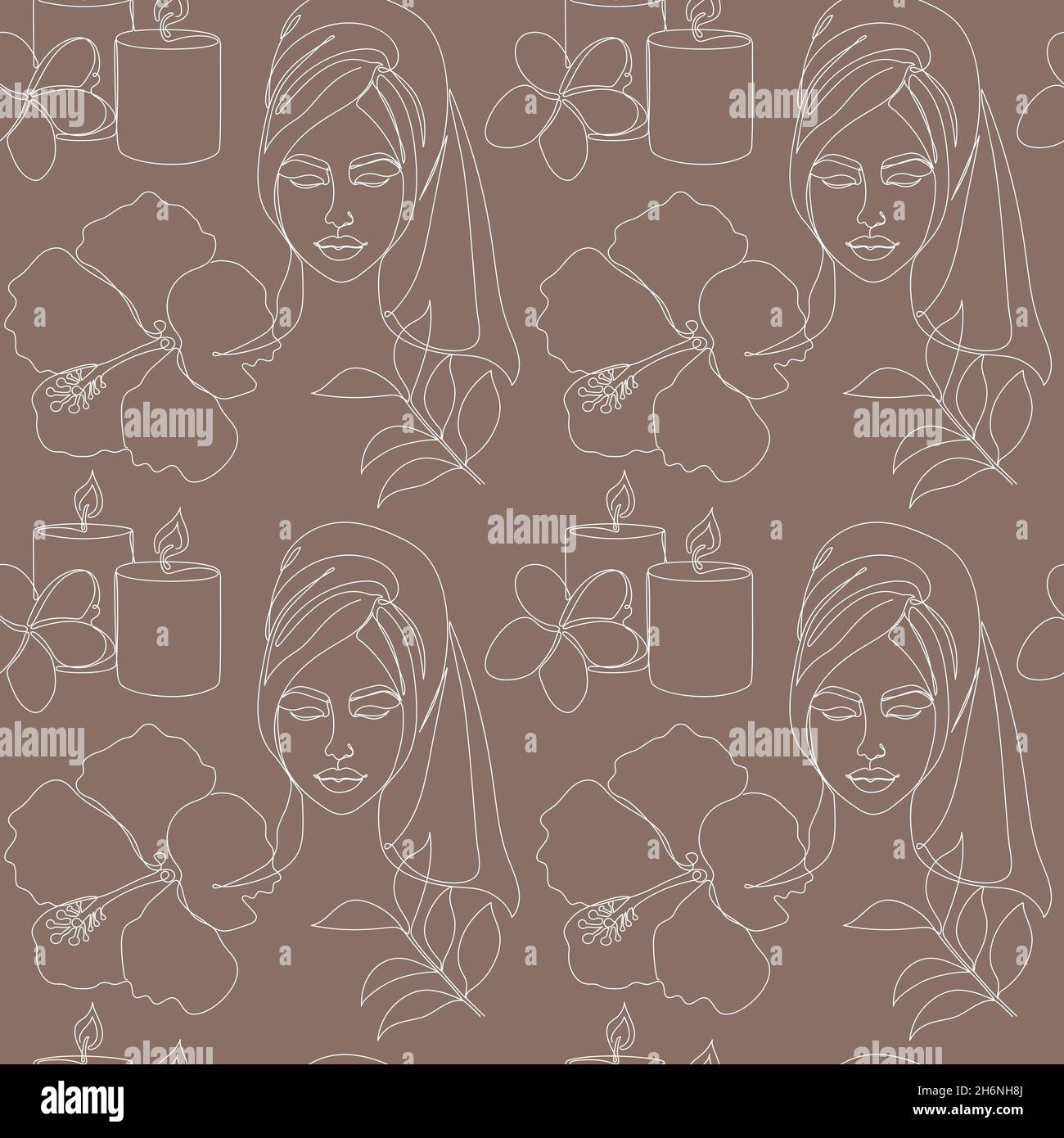 Seamless beauty pattern in a line style Stock Vector Image & Art - Alamy