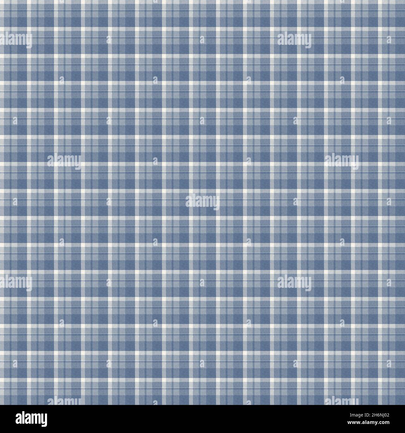 French farmhouse woven blue plaid check seamless linen pattern. Rustic tonal country kitchen ...