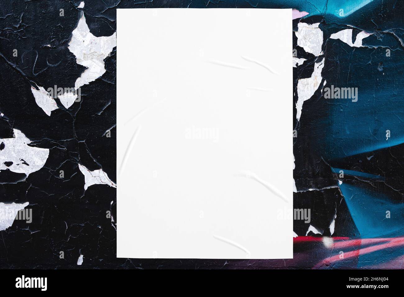 colorful urban wall texture with wrinkled glued poster template Stock ...