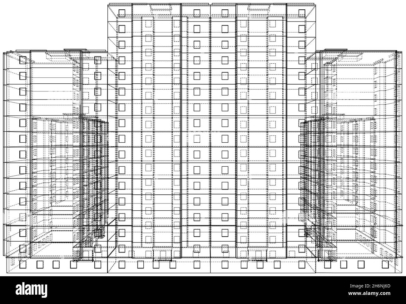 Wire-frame model of a multi-storey building Stock Photo - Alamy