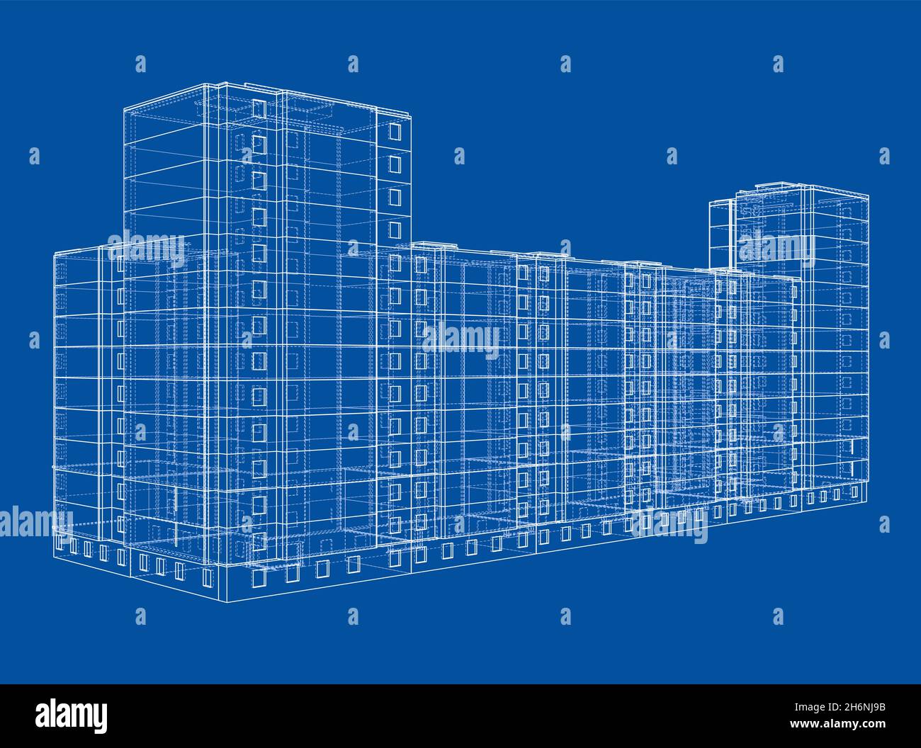 Wire-frame model of a multi-storey building Stock Photo - Alamy