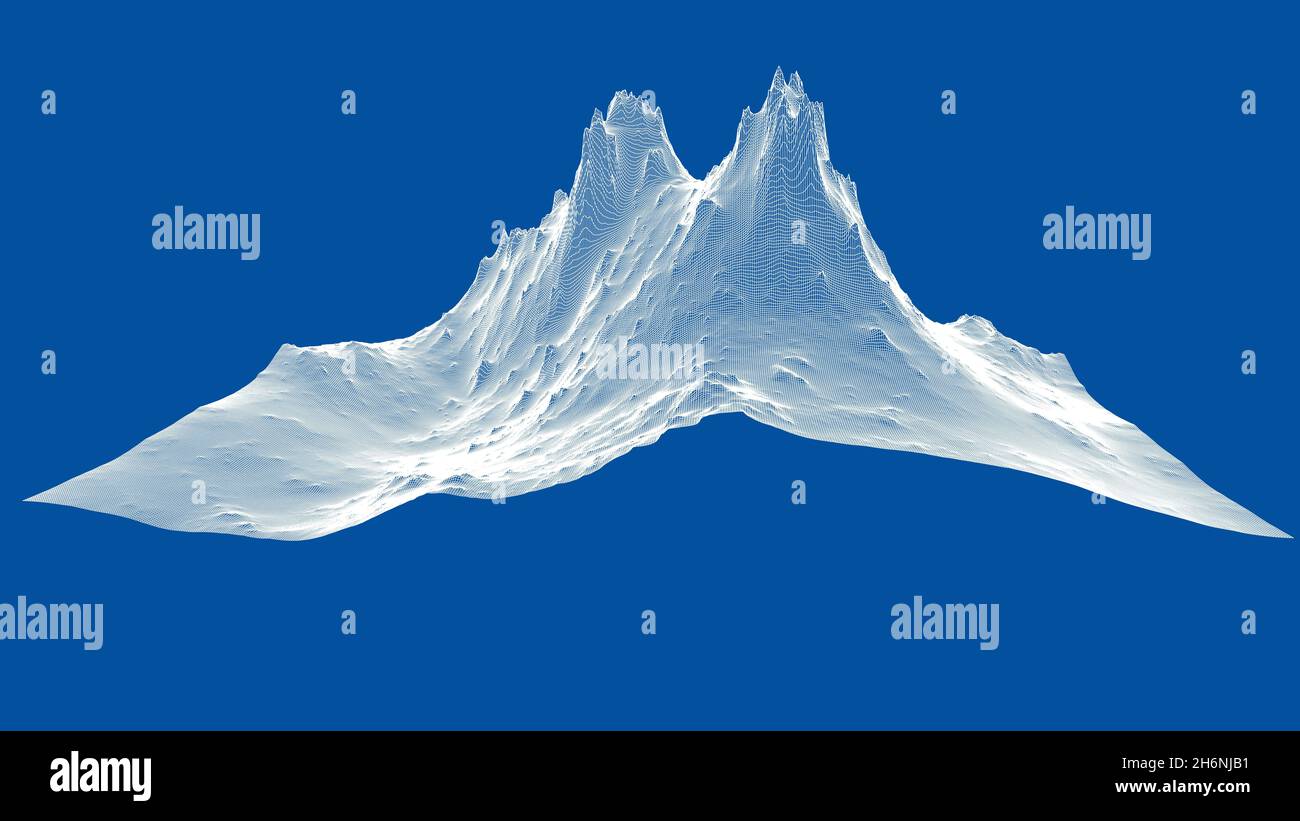 Abstract 3d wire-frame landscape. Blueprint style Stock Photo - Alamy