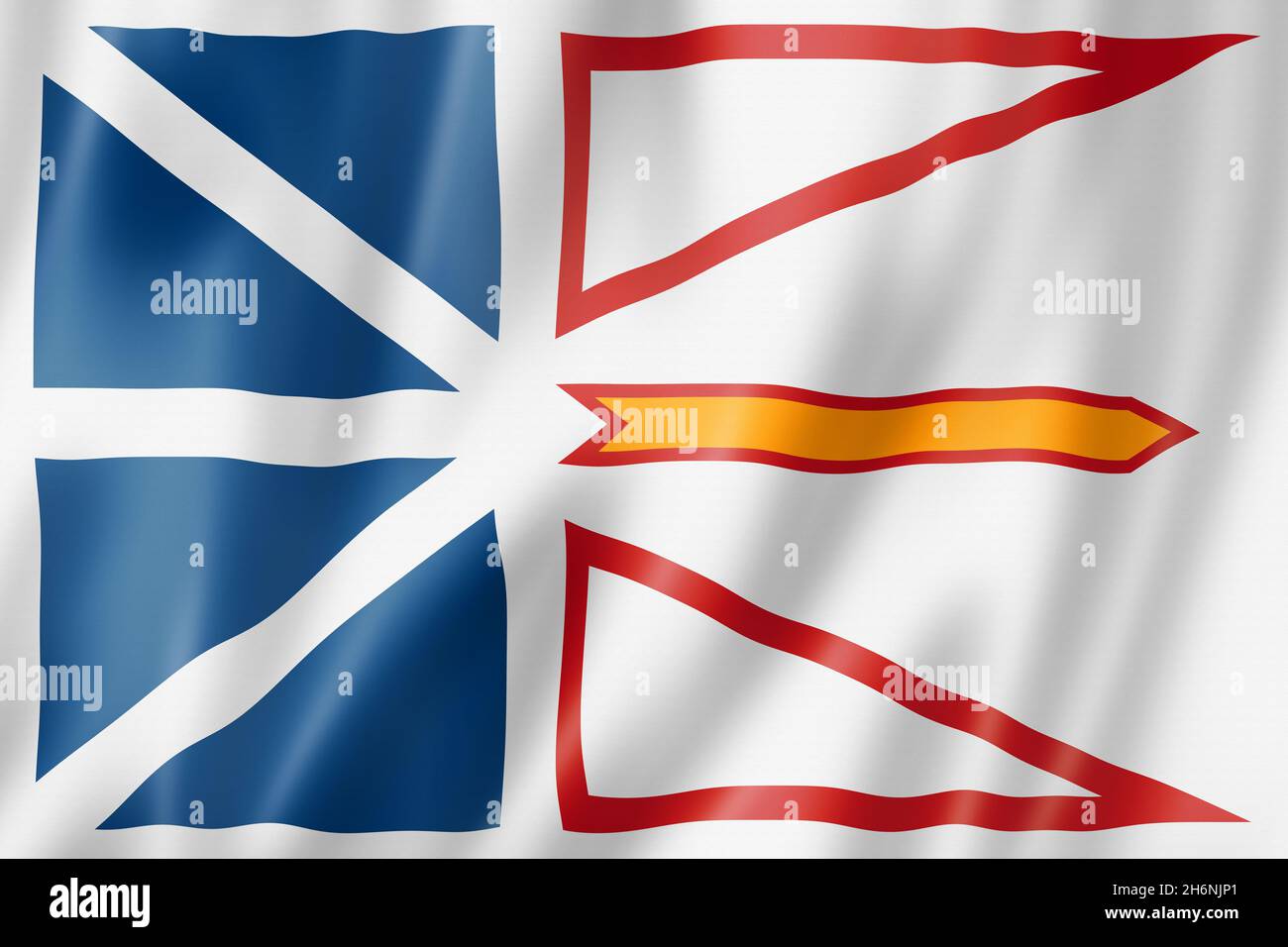Newfoundland and Labrador province flag, Canada waving banner ...
