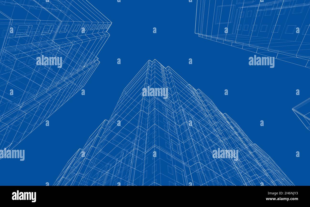 Wire-frame model of a multi-storey building Stock Photo - Alamy