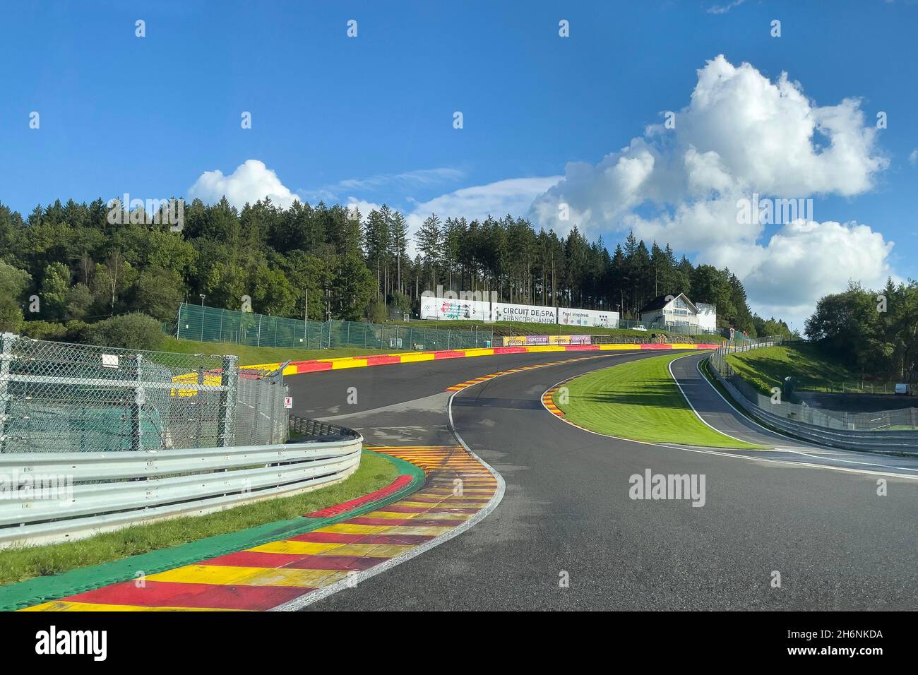 View from racing car of Eau Rouge bend and Raidillon slip road from ...