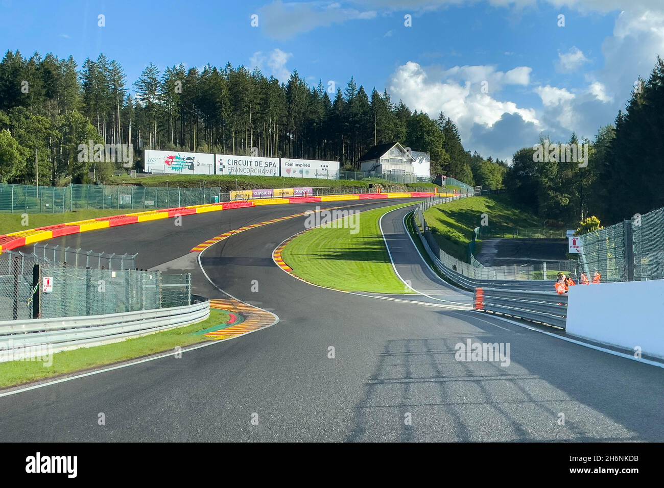 View from racing car on Eau Rouge bend and Raidillon slip road of ...