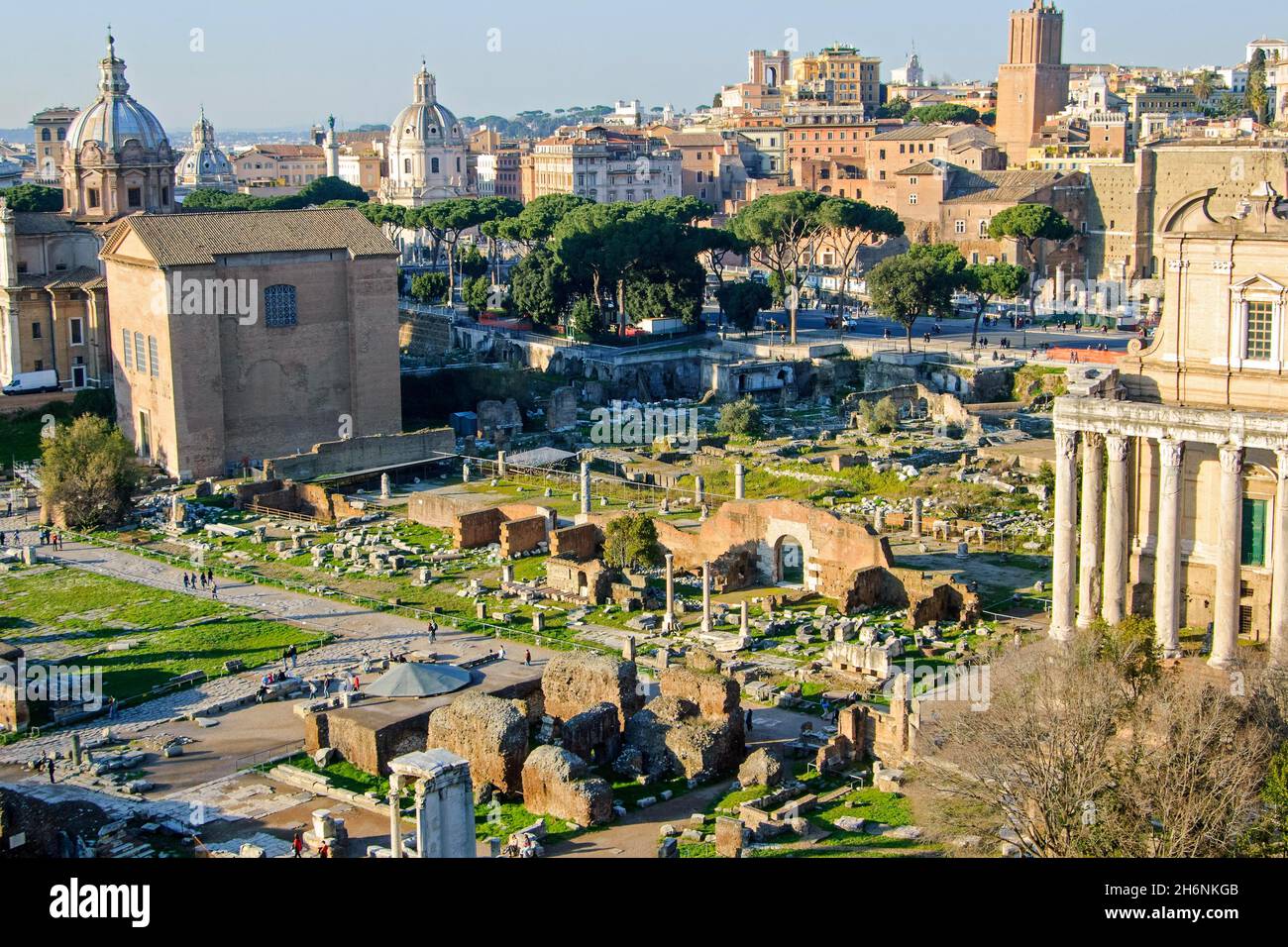 View of Roman Forum with in the middle ruins of Basilica Aemilia, in ...