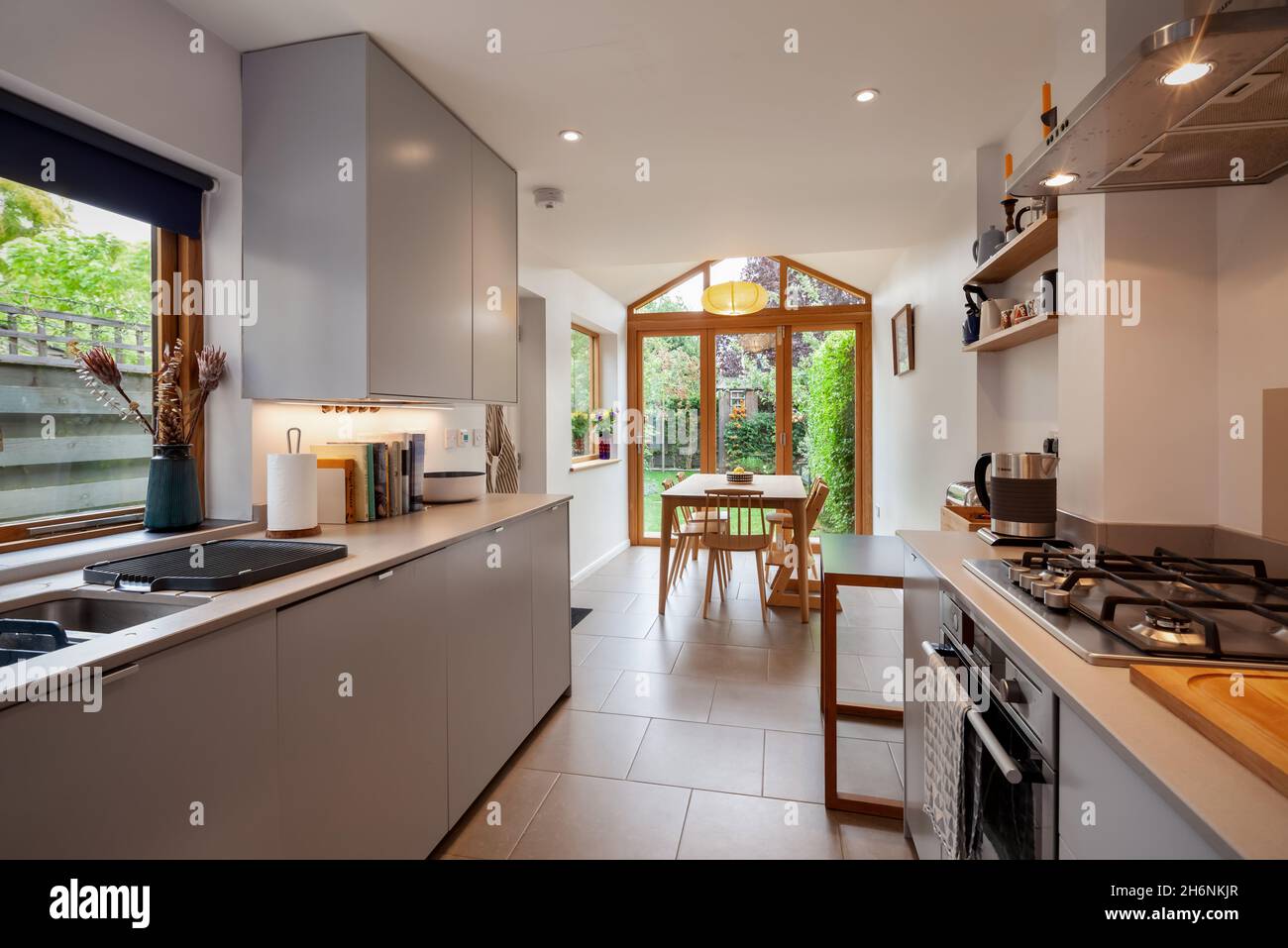 Cambridge, England - October 11 2019: Compact linear kitchen within ...