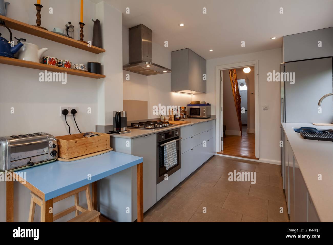 Cambridge, England - October 11 2019: Compact linear kitchen within ...
