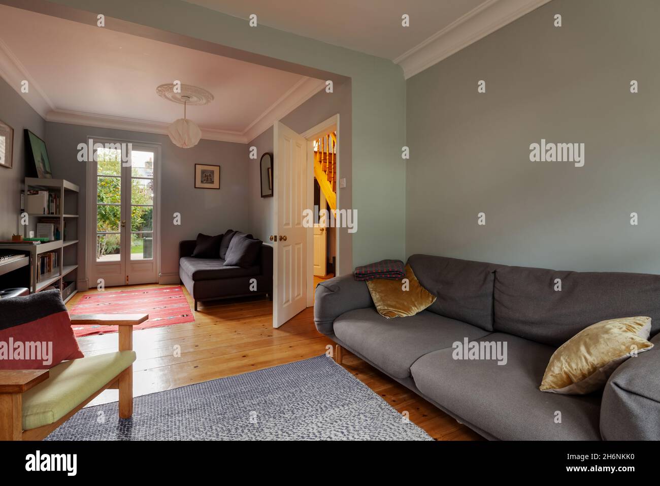 Cambridge, England - October 11 2019: Sparsely furnished Victorian ...