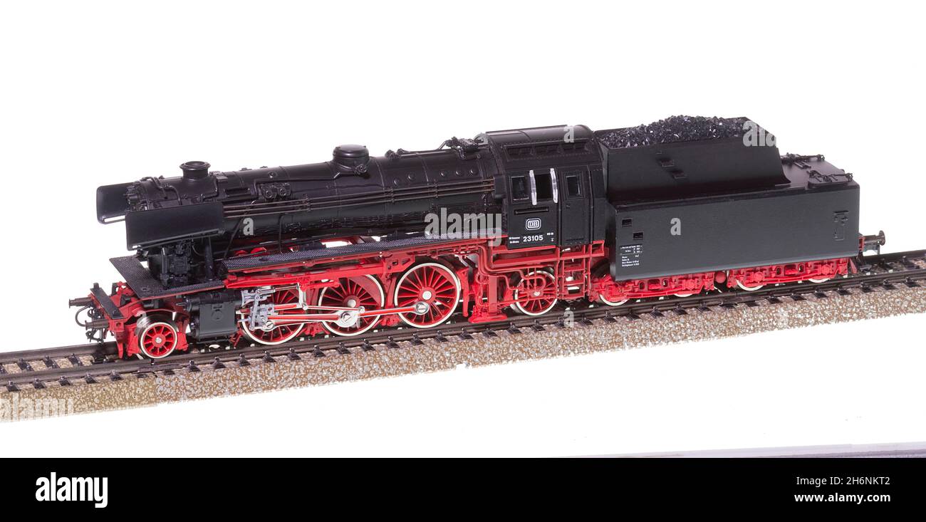 Model railway, steam locomotive 14120 HO of the company Roco BR 23 on ...