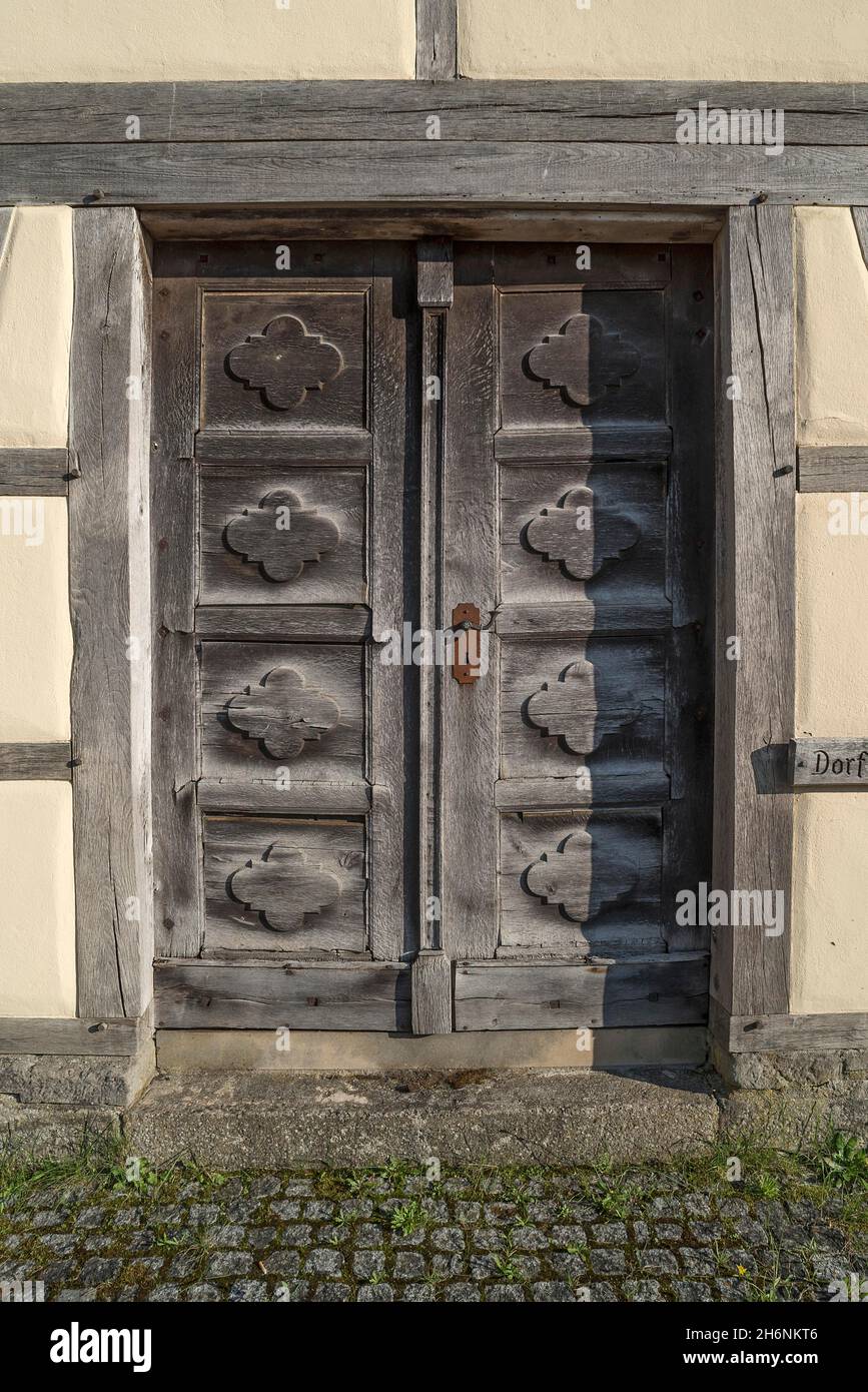 Historical door of the village museum, Steigerwald Lower Franconia ...