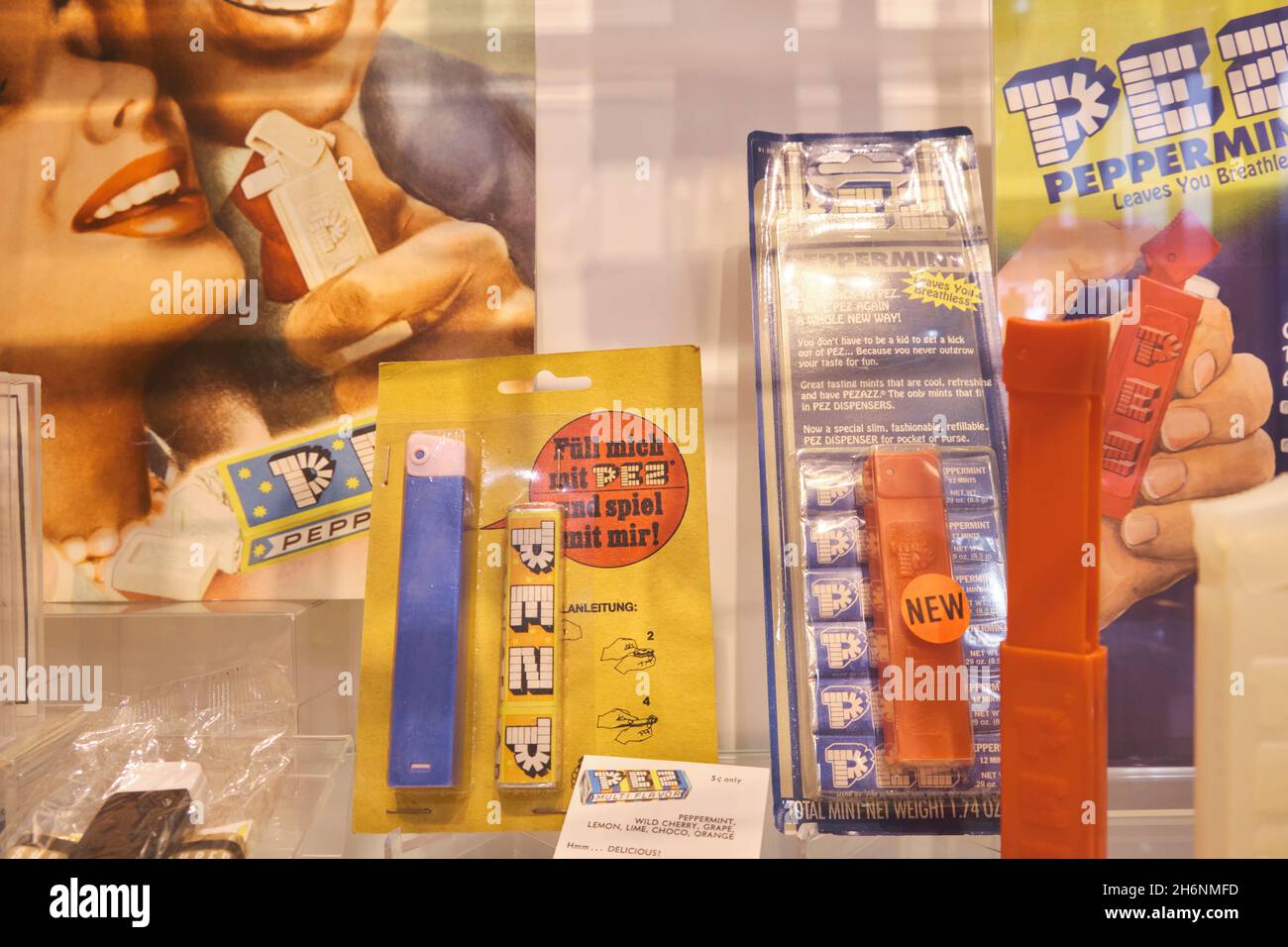Old Pez packaging and products in foreign languages like German. At the ...