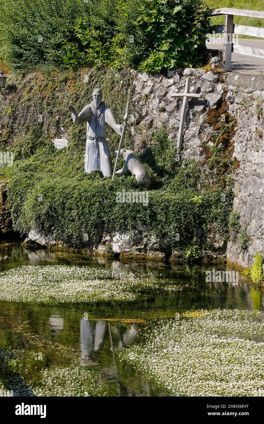 Gallus spring, Gallus fountain, stone statue of St. Gallus, karst ...